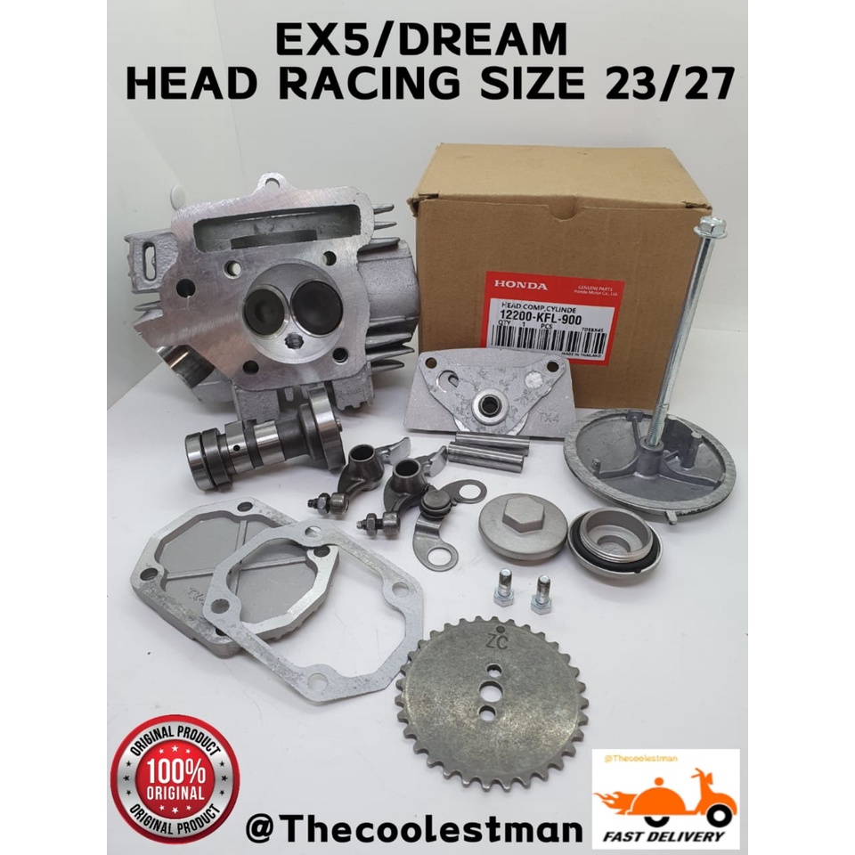 🔥READY STOCK🔥 head ex5 dream racing size valve (23/27) siap cam +rocker ...