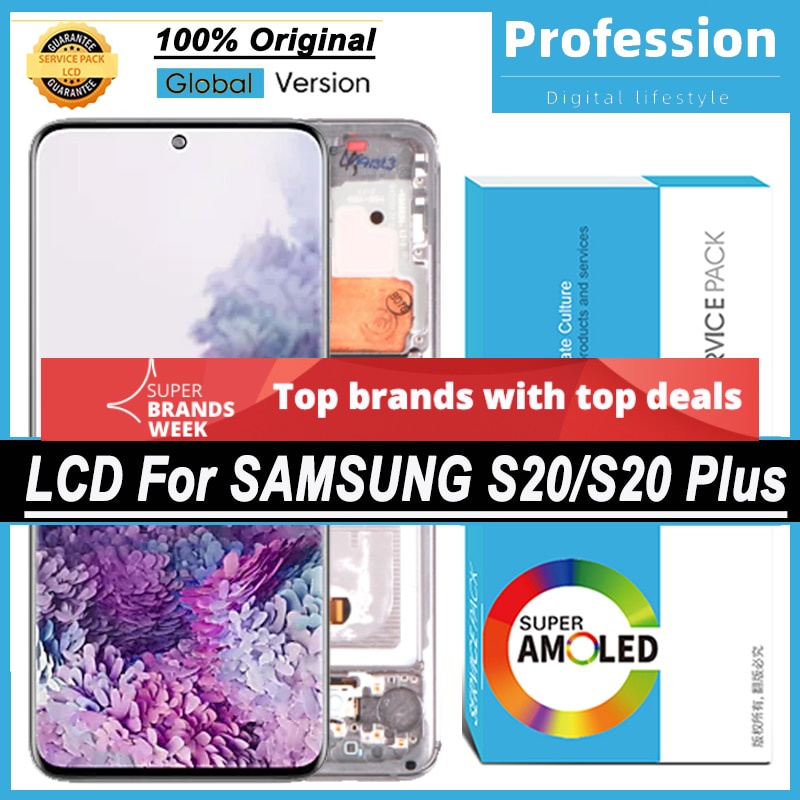 100% Original Super AMOLED Display for Samsung Galaxy S20 G980F G980F/DS S20 Plus G985F LCD ...