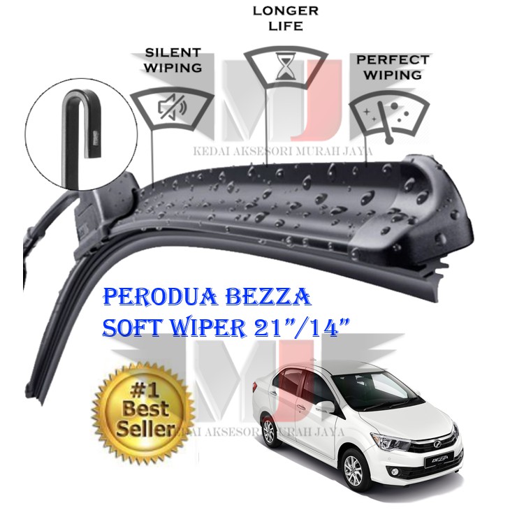 Perodua BEZZA 100?r Wiper Soft Rubber Wipers Blade Compatible With All ...
