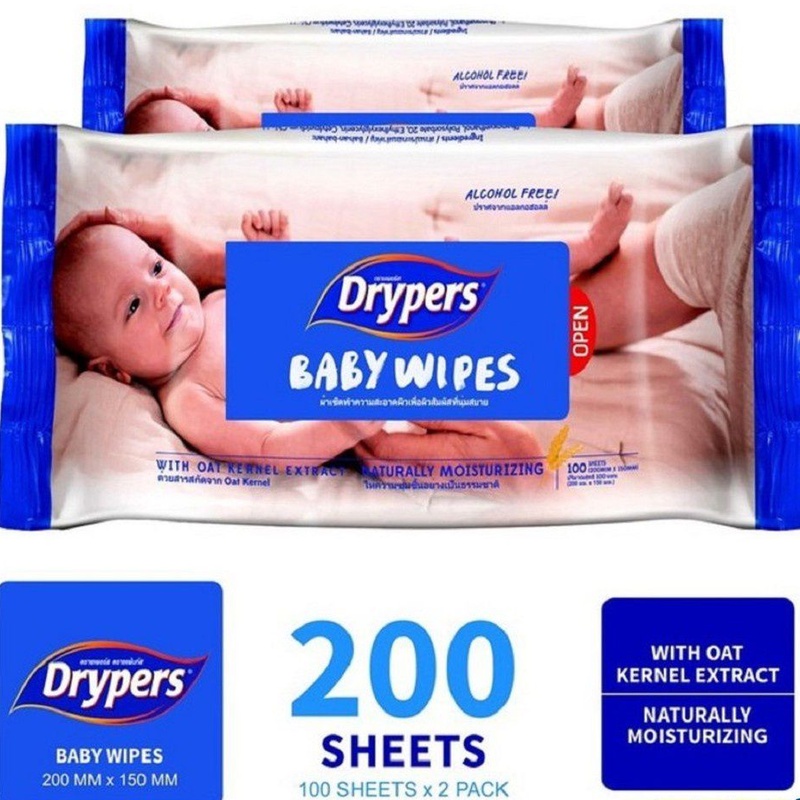 Drypers Baby Wipes (100's x 2) [Value Pack] | Shopee Malaysia
