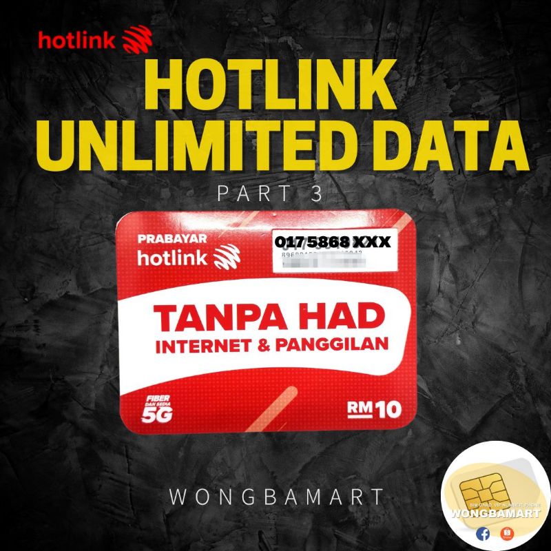 Hotlink Prepaid Unlimited Data PART 3 VIP NUMBER Self Register | Shopee ...