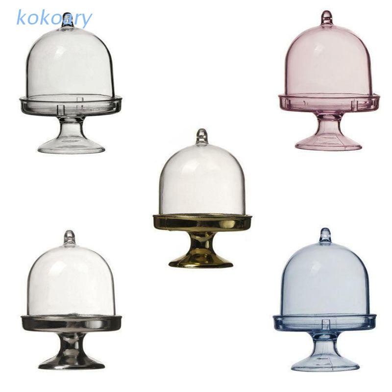 KOK Mini Cake Stand Plastic Dome Cover Single Cupcake Stand Clear Jar ...