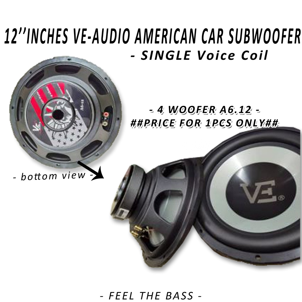 VE-AUDIO AMERICAN Car Subwoofer 12-Inch SINGLE voice coil (AAA) (4 ...