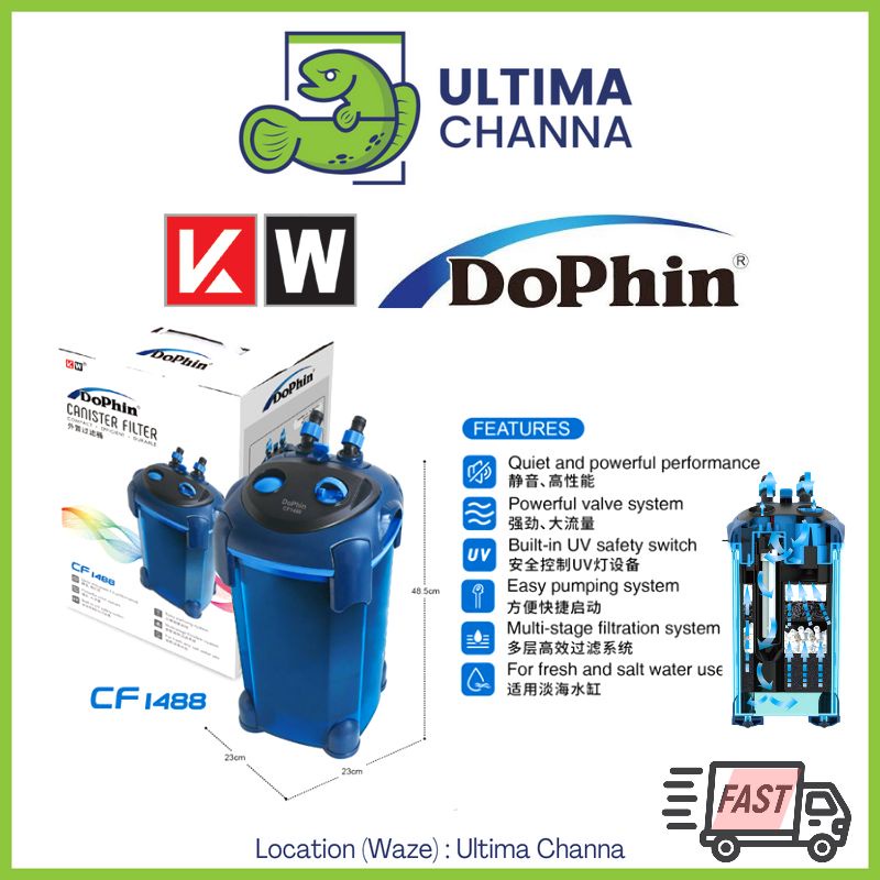 [FAST SHIPPING] Dophin Canister Filter with UV CF-688 CF-888 CF-1288 CF-1488 aquarium external ...
