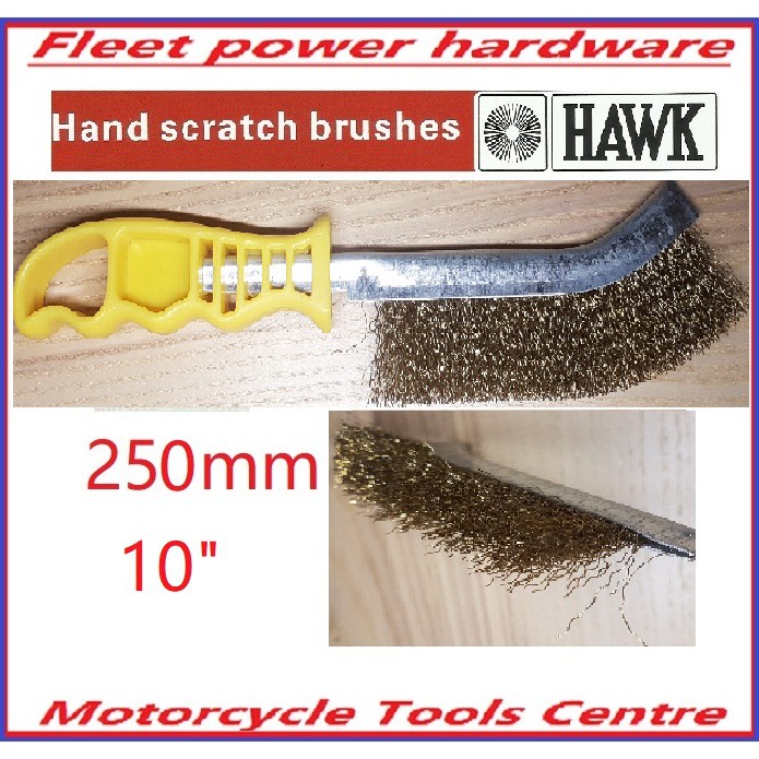 hawk wire hand brush cleaning brass steel end rust metal angle polish ...