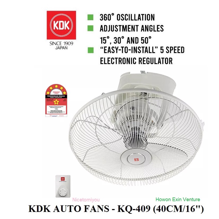 KDK KQ409 CEILING AUTO FAN 360° OSCILLATION (40cm/16″) | Shopee Malaysia