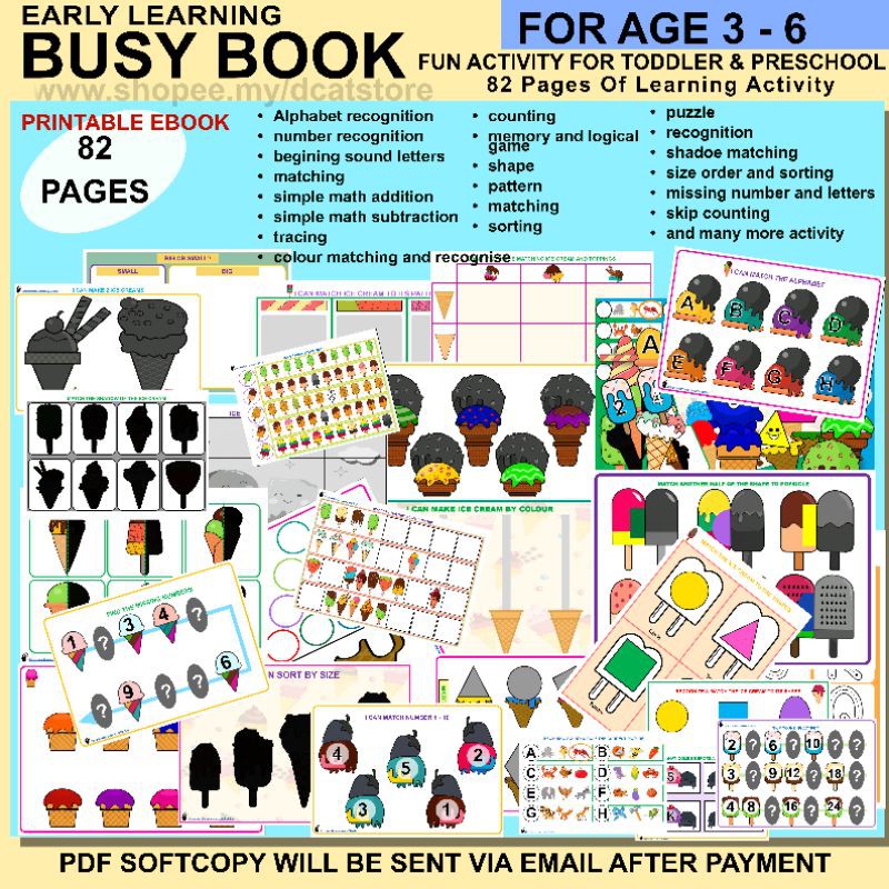 (softcopy) Quiet Book Busy Book Ice Cream Theme/ Activity Book for ...