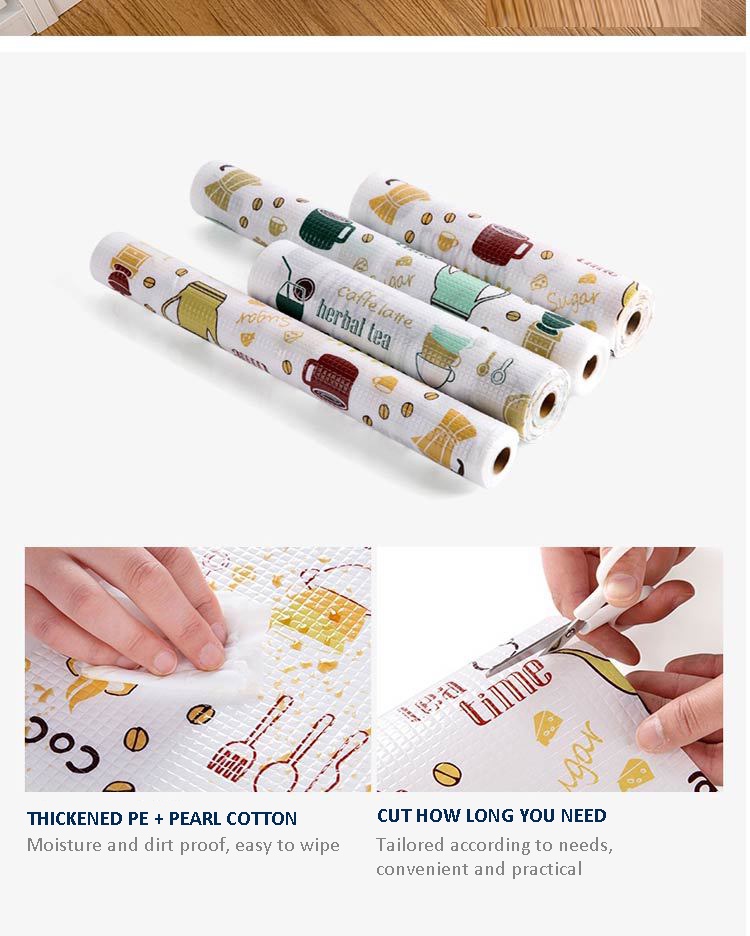 Kitchen Waterproof Non Slip Cupboard Contact Paper Drawer Mat Drawer ...
