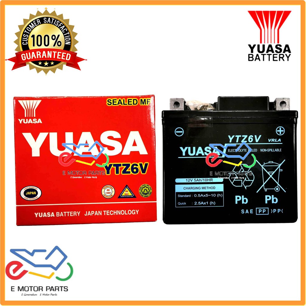 YTZ6 BATTERY YUASA YTZ6 YTZ6V 12V 5Ah/10HRS MAINTENANCE FREE VRLA MF ...