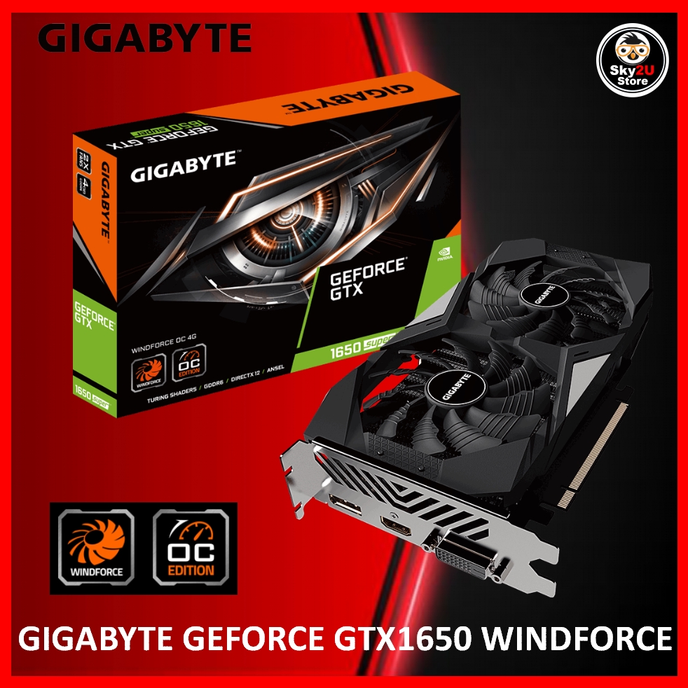 GIGABYTE GEFORCE GTX1650 WINDFORCE OC 4G GRAPHIC CARDS (GV-N1650WF2OC ...