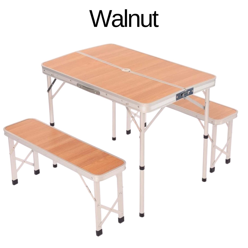 3pcs 90 x 60cm Folding Picnic Table C/W Chair Outdoor Camping Table Set ...