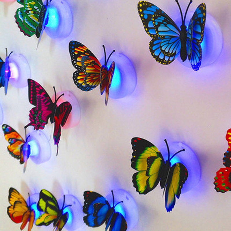 INS 3D Butterfly Night Light Random Color LED Lights Wedding Party ...