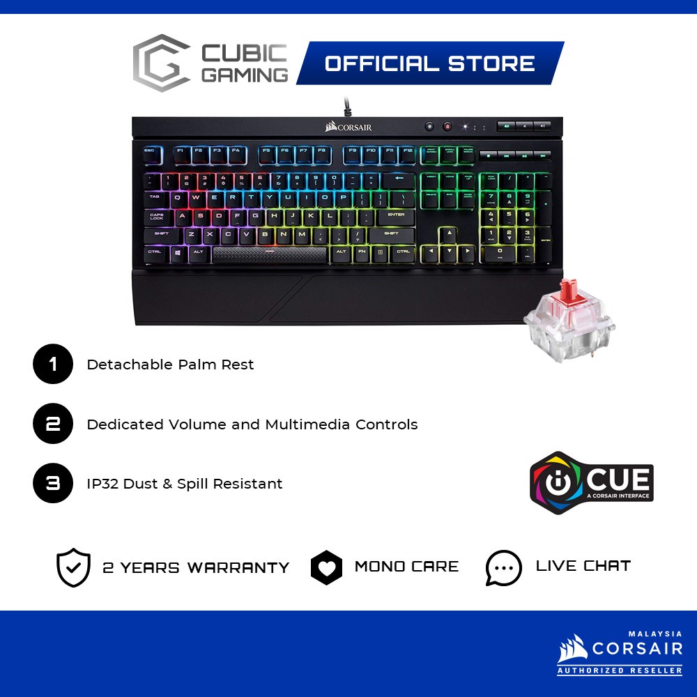 CORSAIR K68 RGB Mechanical Gaming Keyboard Cherry MX Red | Shopee Malaysia