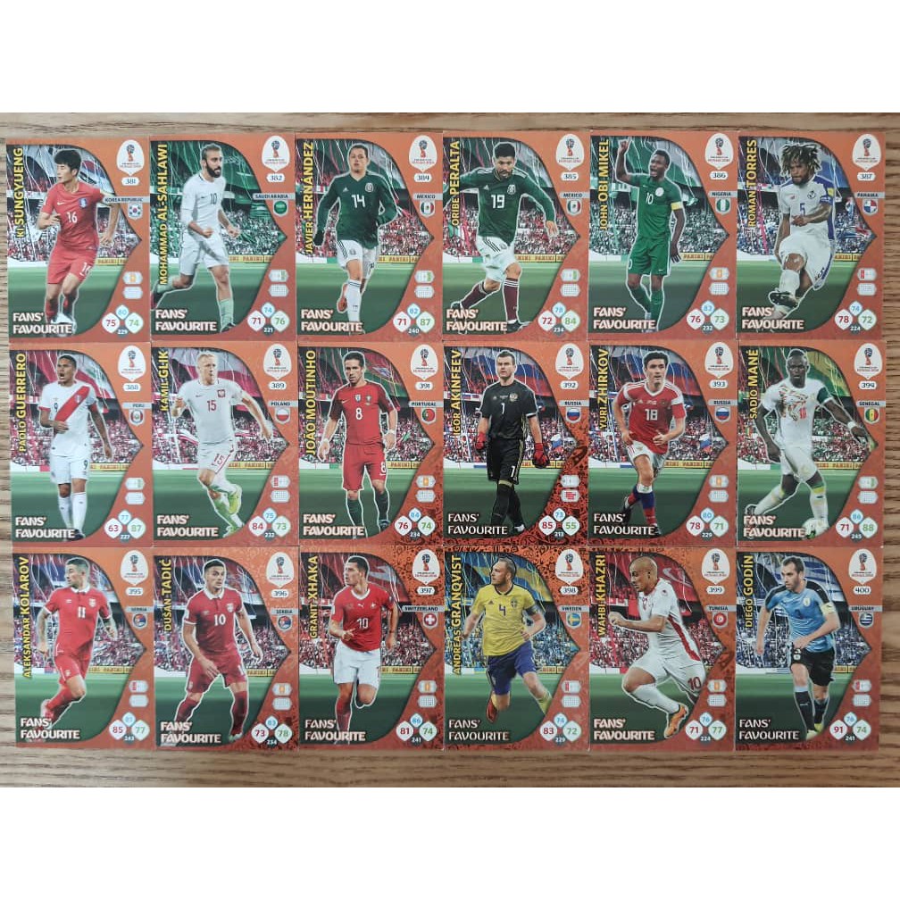 Panini FIFA 365 World Cup 2018 Russia Adrenalyn XL Fan Favorite Cards B ...