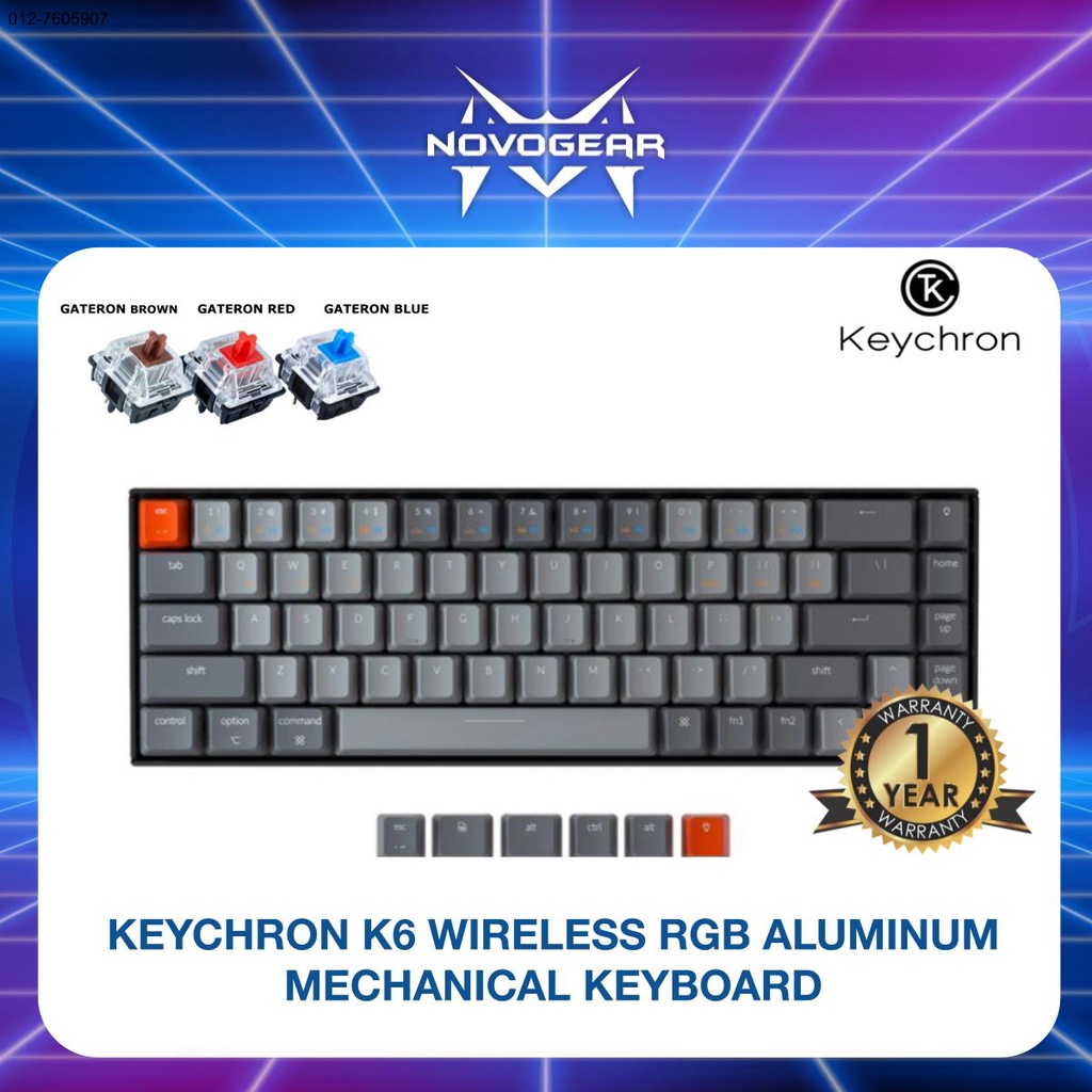 KEYCHRON K6 WIRELESS RGB ALUMINUM MECHANICAL KEYBOARD | Shopee Malaysia
