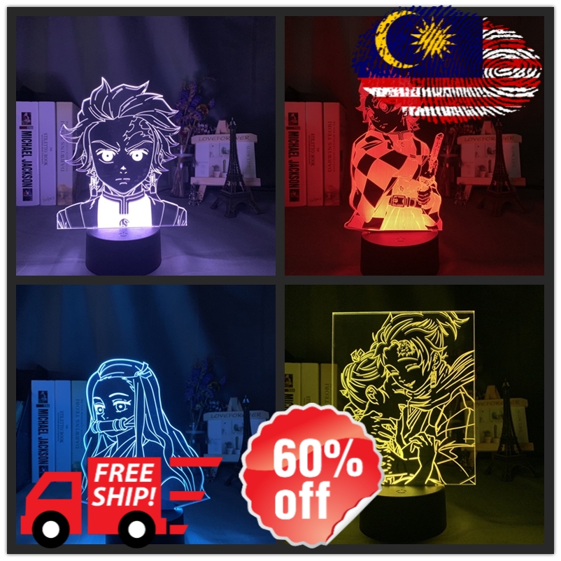 Demon Slayer 3D LED Light Touch Remote Night Light Colorful Tanjirou ...