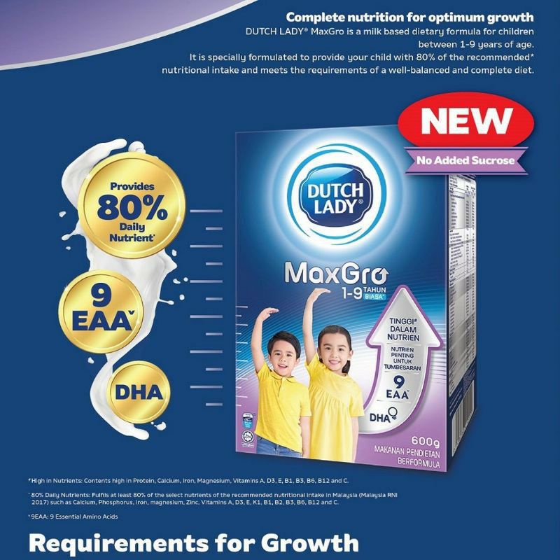 DUTCH LADY MAXGRO 1 HINGGA 9 TAHUN (600G) | Shopee Malaysia