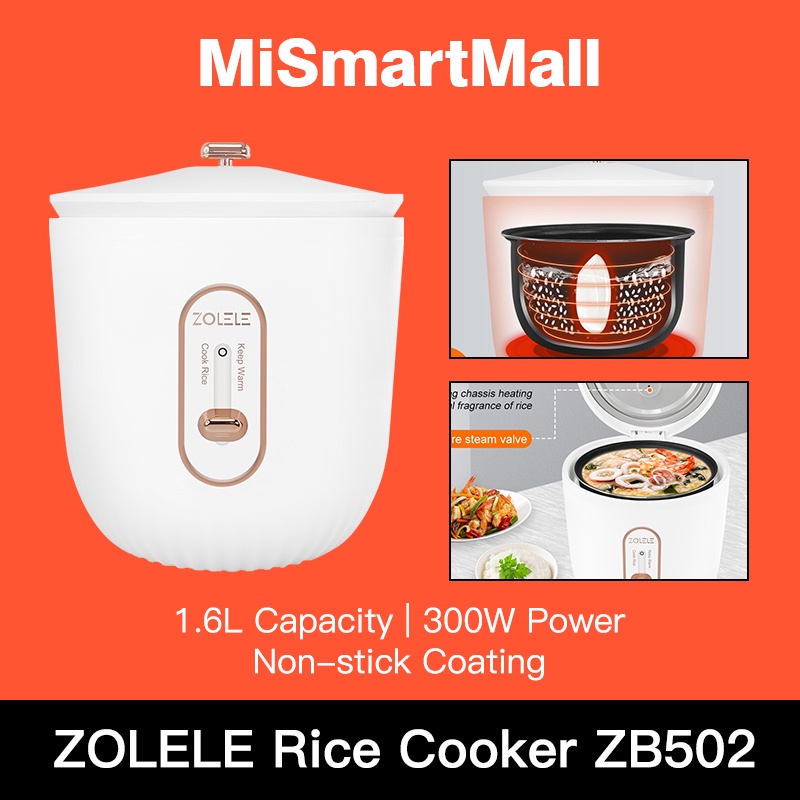 1.6L ZOLELE Rice Cooker ZB502 300W Power Double Spray Non-stick Inner ...