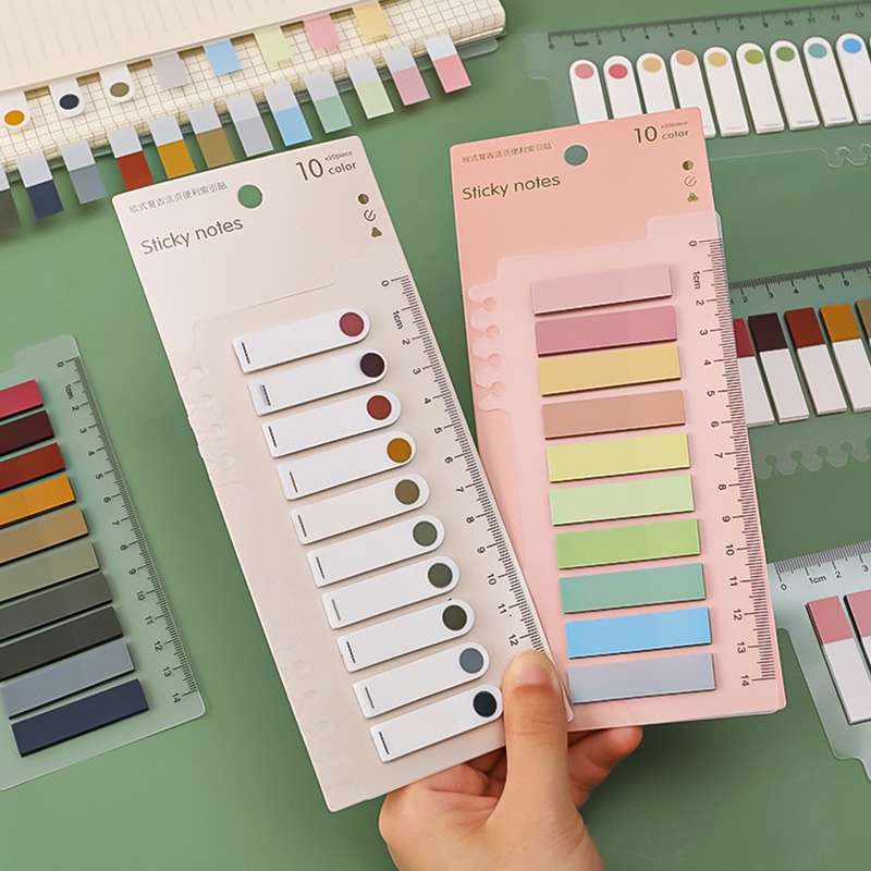 200 Sheets Creative Pure Color Label Stickers Set with Scale Mini ...