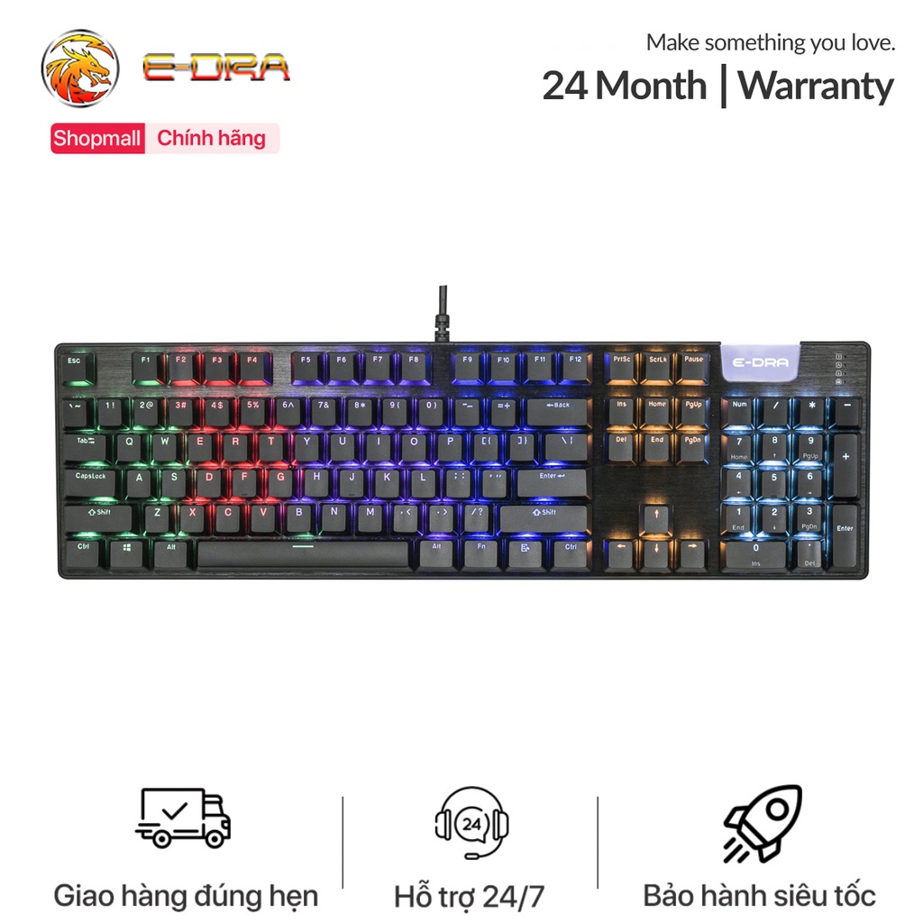 Mechanical keyboard E-Dra EK312 Black - Rainbow Led - Black - E-Dra ...