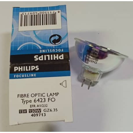 Philips 6423 FO 15V 150W EFR A1/232 GZ6.35 Fibre Optic Projection Lamp ...