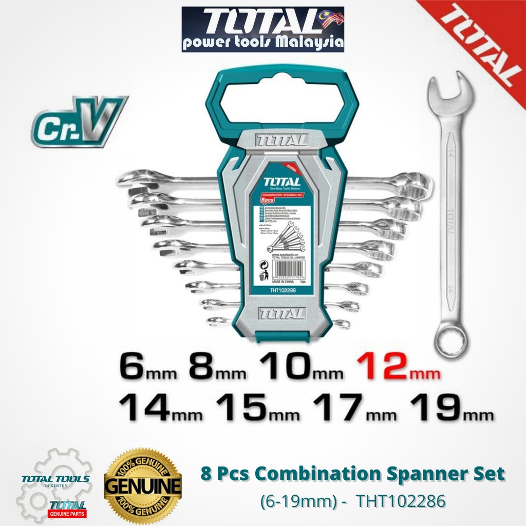 TOTAL 8 Pcs Combination Spanner Set 令叉扳手 - THT102286 | Shopee Malaysia