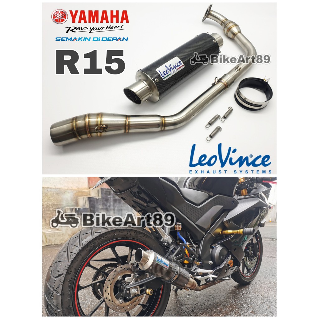 LeoVince Exhaust Yamaha R15 V3 Tabung Carbon Fiber Accessories Visor ...