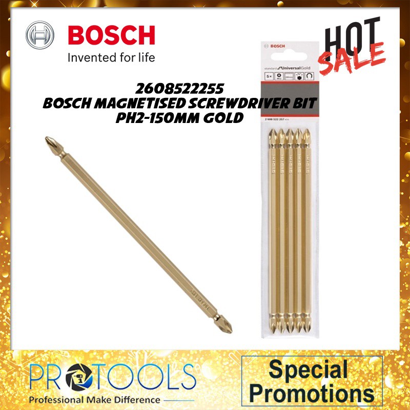2608522255 Bosch Magnetised Screwdriver Bit PH2-150mm Gold | Shopee ...