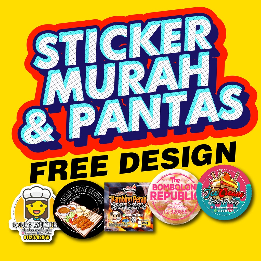 STICKER LABEL PRODUK MURAH | 4CM - 100PCS | 1 HARI SIAP! | Shopee Malaysia