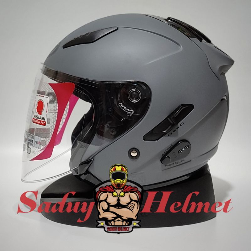 KYT GALAXY FLAT R SOLID GORILA GRAY MATT / ABU DOP - HELM KYT HALF FACE ...