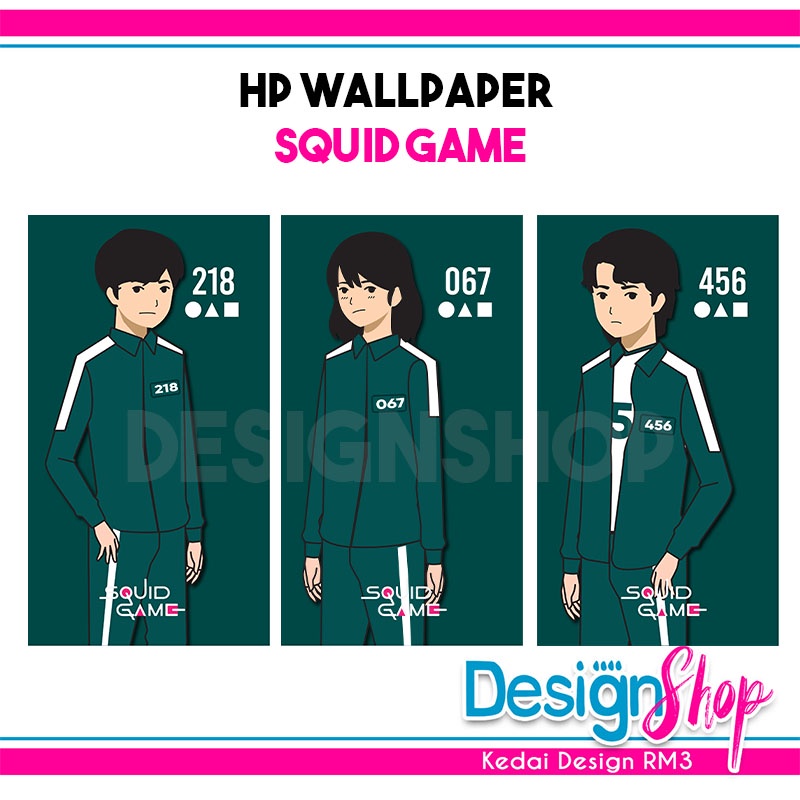 DESIGN ONLY, Squid Game Cartoon Hp wallpaper & doodles design [Adobe ...