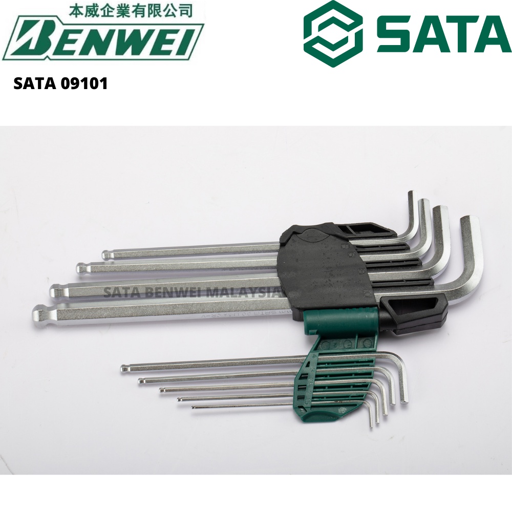 SATA 09101A 9PCS EXTRA LONG POINT HEX KEY SET MM (CRV) / ALLEN KEY / 1 ...