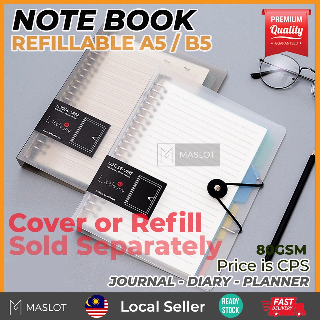 Cover or Refills Notebooks A5 B5 Loose Leaf Binder Diary Line/Blank ...