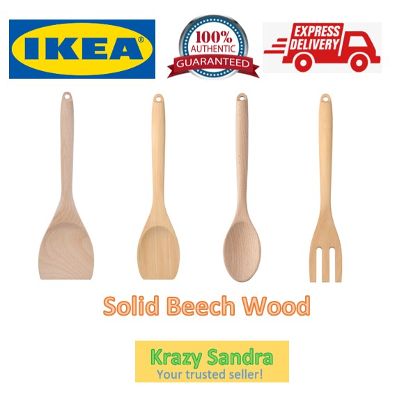 IKEA RORT Set masak sudu, senduk, garpu kayu bic / Spoon, fork, wok ...