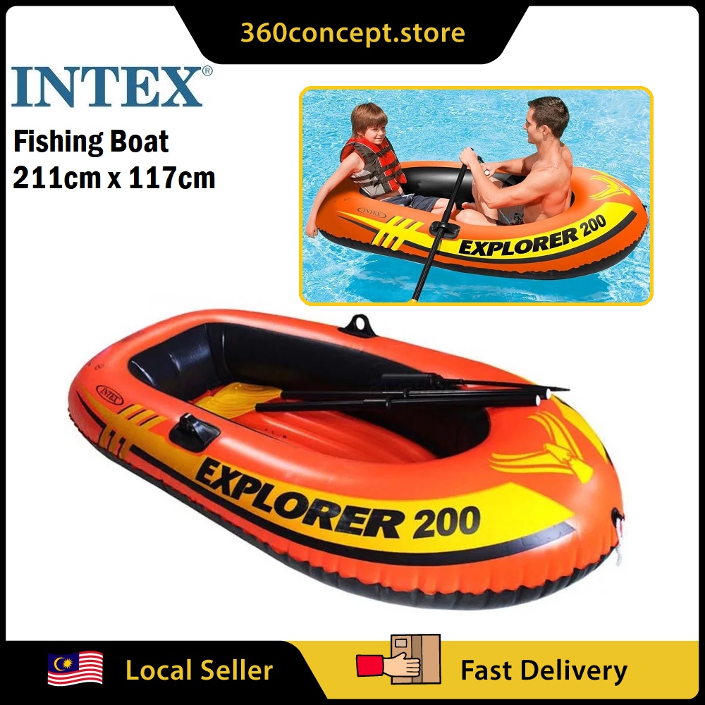 INTEX Outdoor Inflatable Fishing Boat 2 - 3 Person Rubber Rowing Boat ...