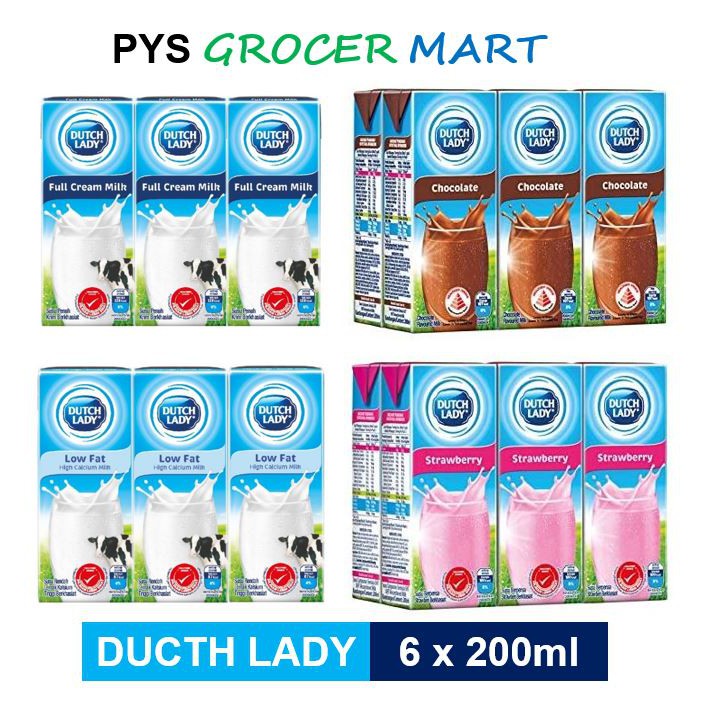 Dutch Lady UHT Full Cream / Chocolate / Strawberry / Low Fat Milk ...