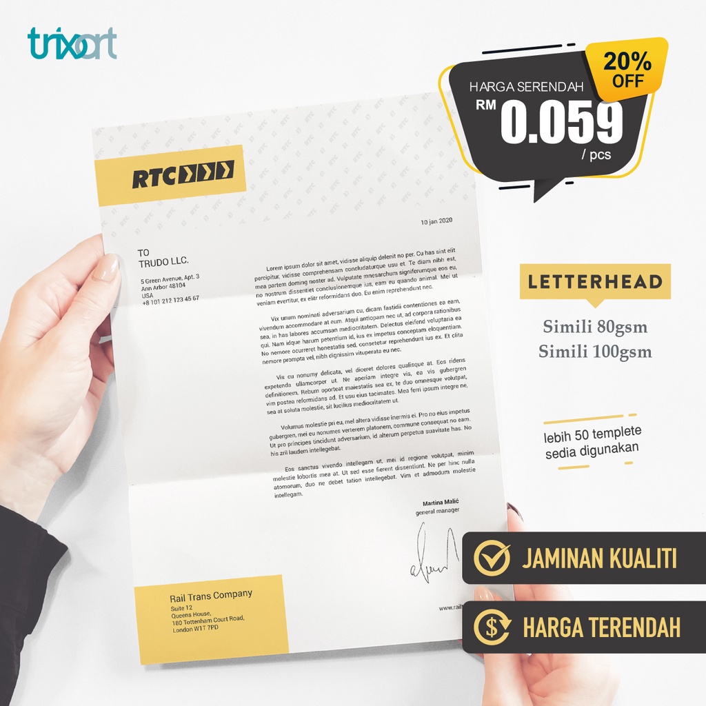 Letterhead / Kepala Surat (Simili 80gsm / Simili 100gsm) | Shopee Malaysia