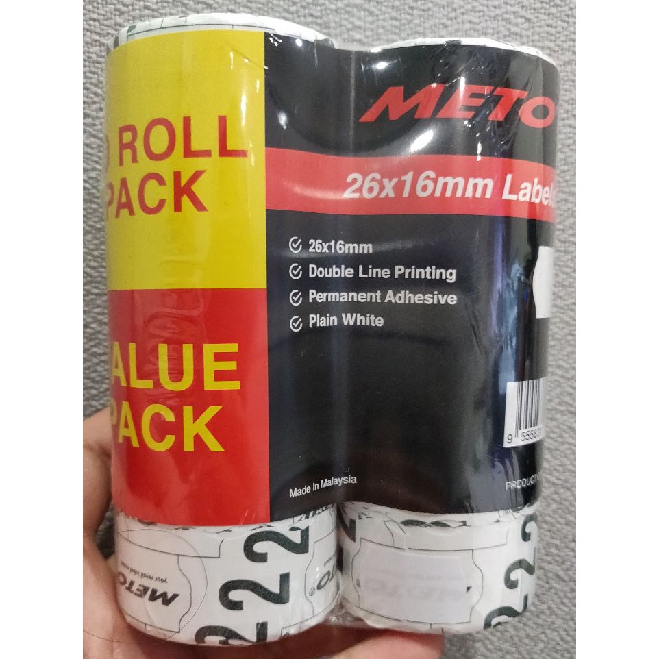 Meto label roll plain white 26x16mm (10 Roll/Pack) | Shopee Malaysia