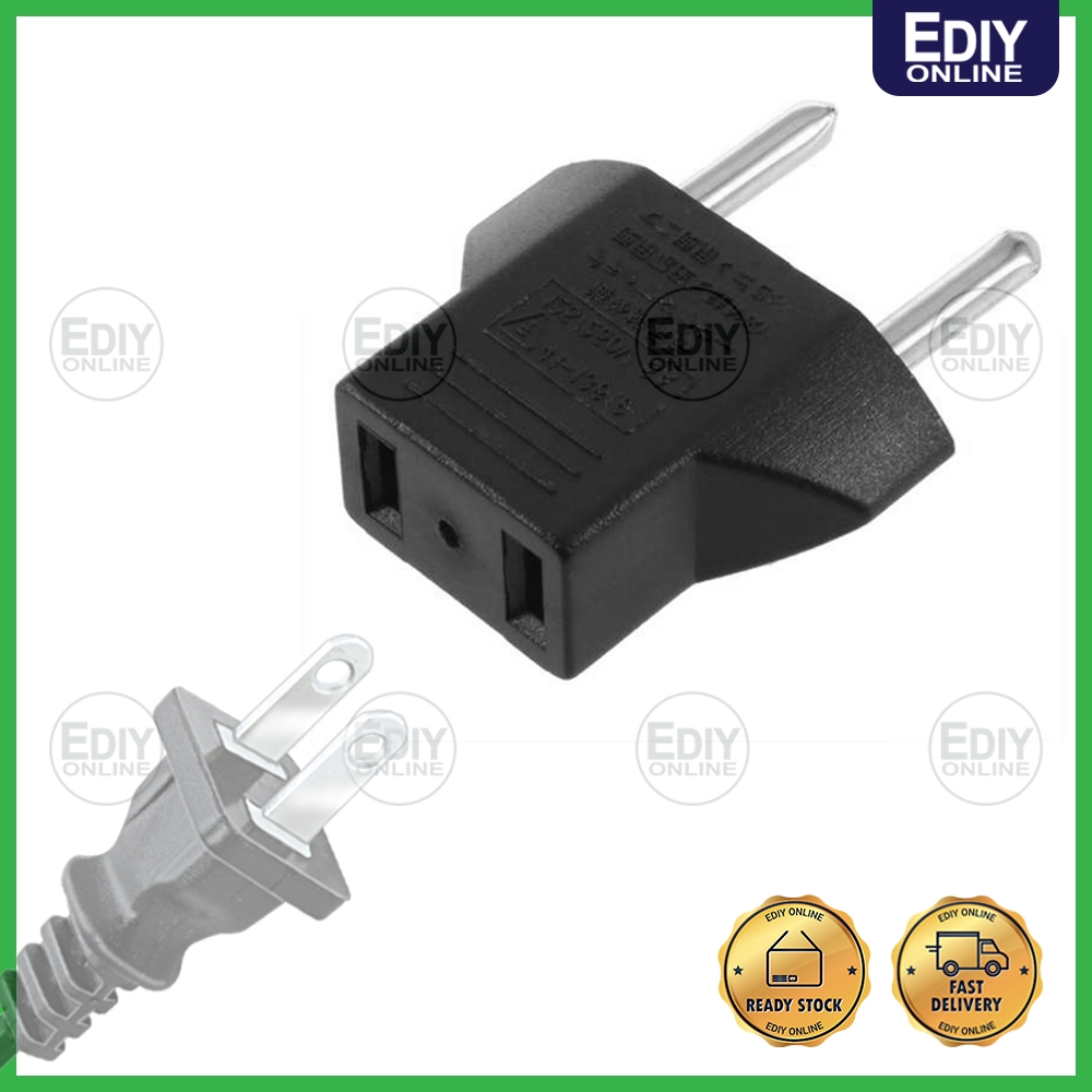 ( 2 PIN IN OUT ) Power Plug Converter FLAT TO ROUND ADAPTOR ADAPTER ...