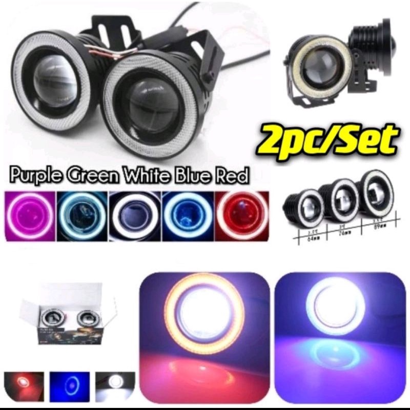 3200LM Car COB LED Angel Eyes eye Fog Light ring Lens Projector Halo Ring Fog Lamp sportlight ...