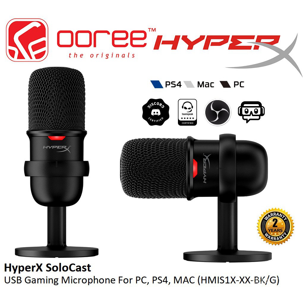 HYPERX HYPER-X SOLOCAST USB GAMING MICROPHONE FOR PC,PS4,MAC WITH TAP-TO-MUTE SENSOR WITH LED ...