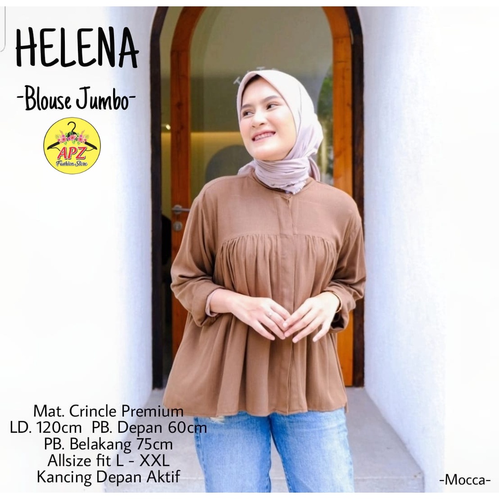 (NEW) Helena Blouse Jumbo / Blouse Crincle Premium Jumbo / Top Tunic ...