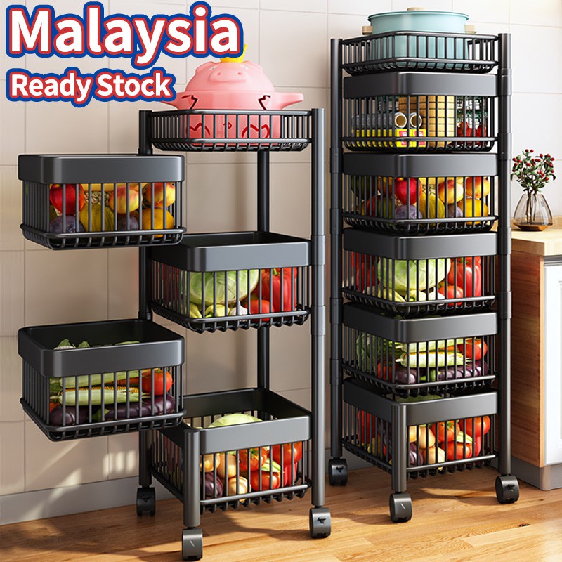 Rotating Rack Stainless Steel Rak Dapur Kitchen Basket Rack Vegetable ...