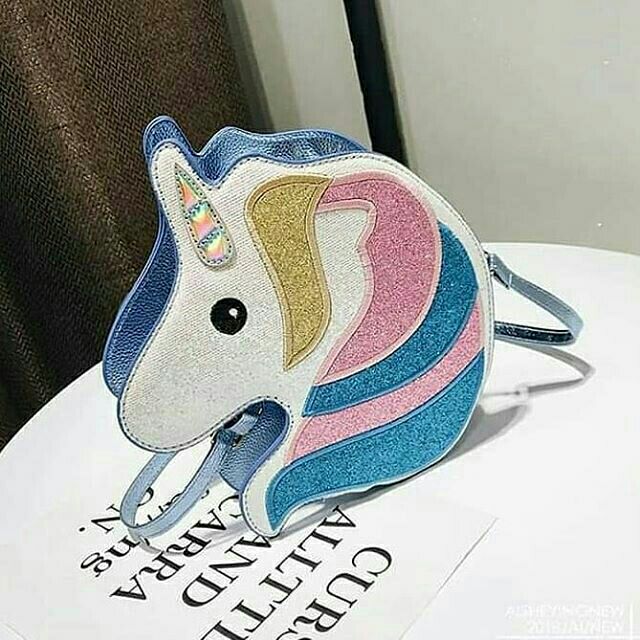 Kids Raya Handbag ~ BLUE Unicorn Sling Bag ~ Handbag Raya Budak ...