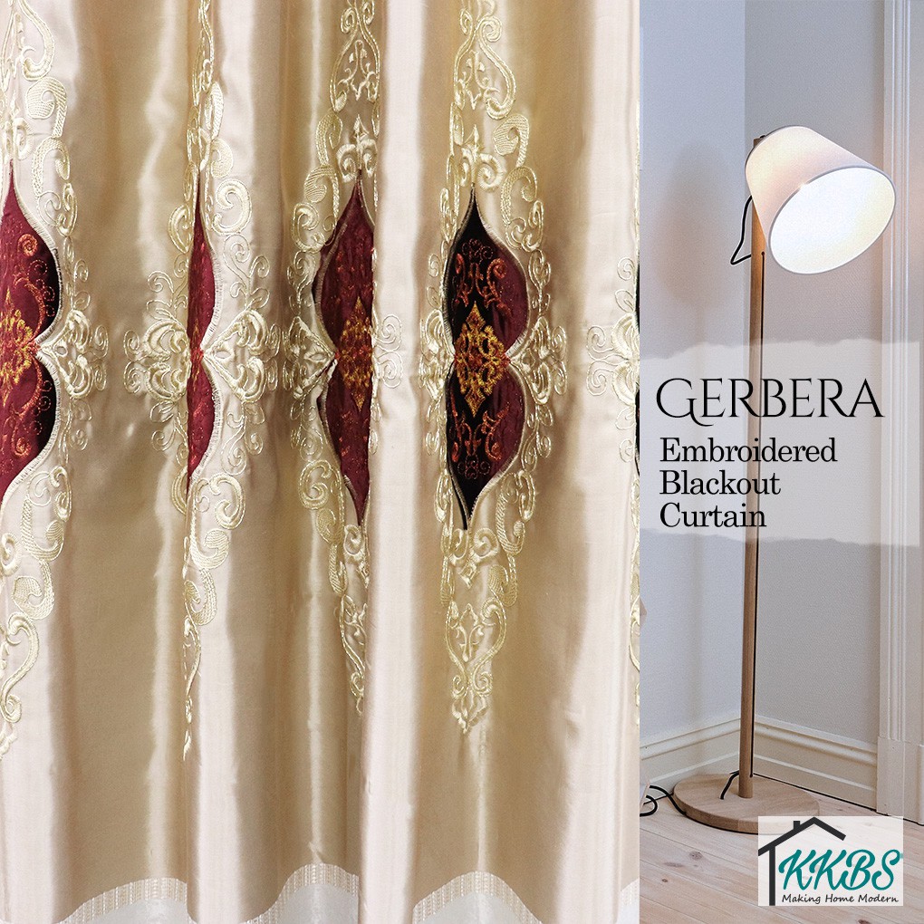 KKBS CURTAIN Gerbera Langsir Sulam Siap Jahit Cangkuk & Ring (Gerbera ...