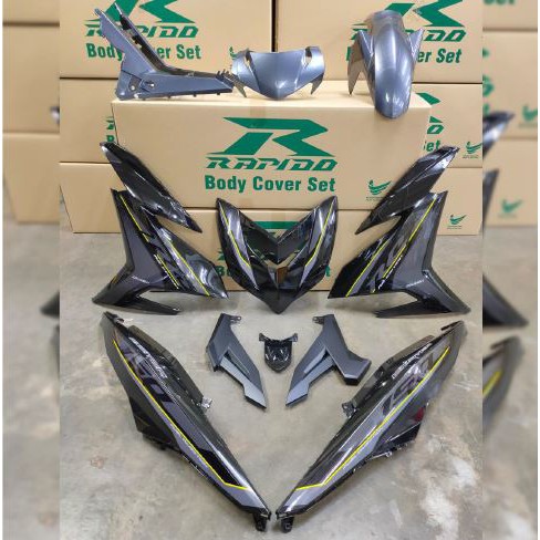 [READY STOCK] RAPIDO COVER SET Y15ZR V1/V2 EXCITER RC (8) BLACK (STICKER TANAM/AIRBRUSH ...