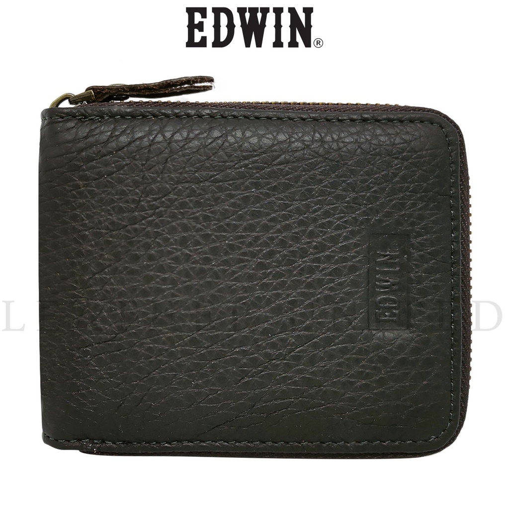 Edwin Genuine Top Grain Leather Iconic Logo Copper Zipper Mid Flip ...
