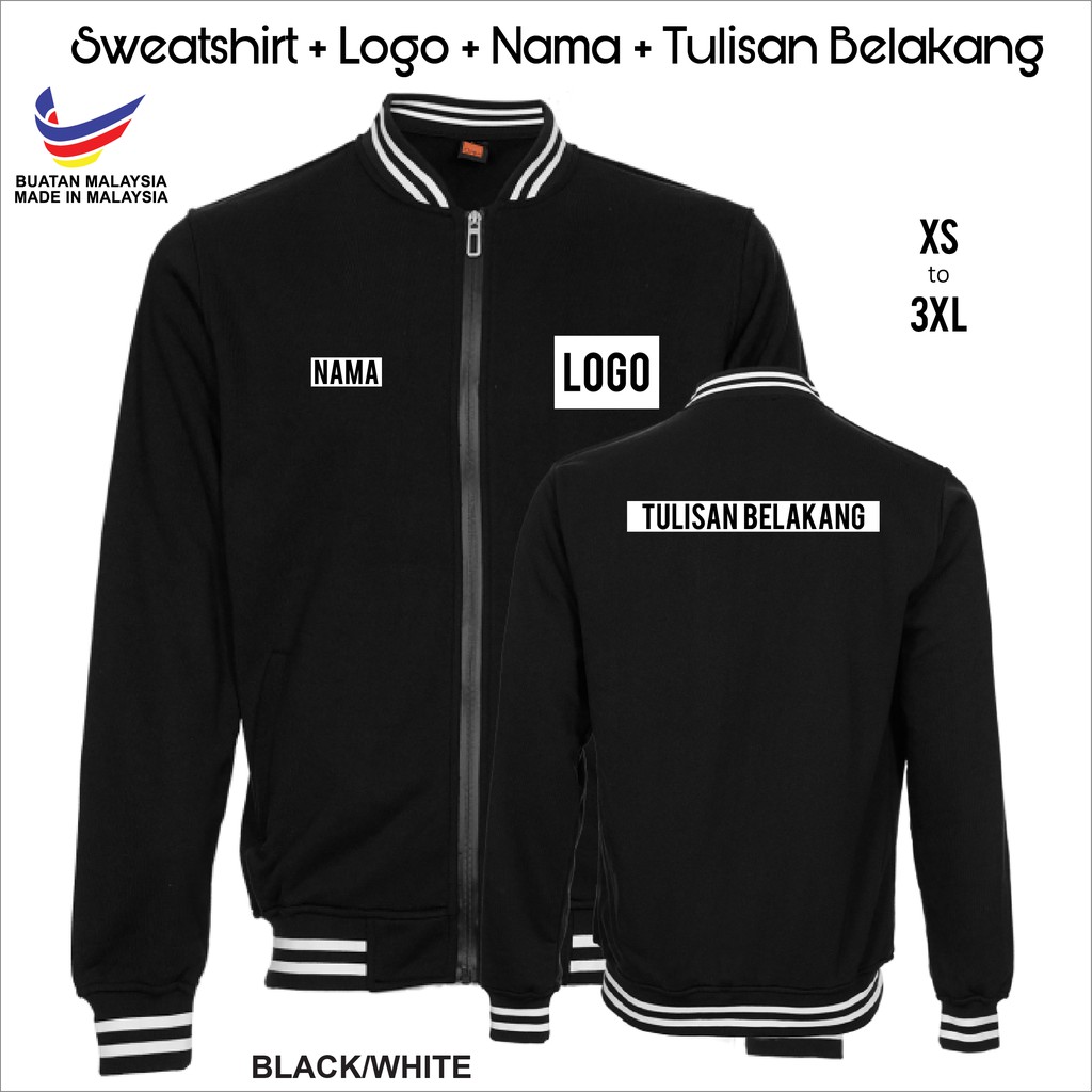 Sweater Sulam Logo Nama dan Tulisan Belakang | Shopee Malaysia
