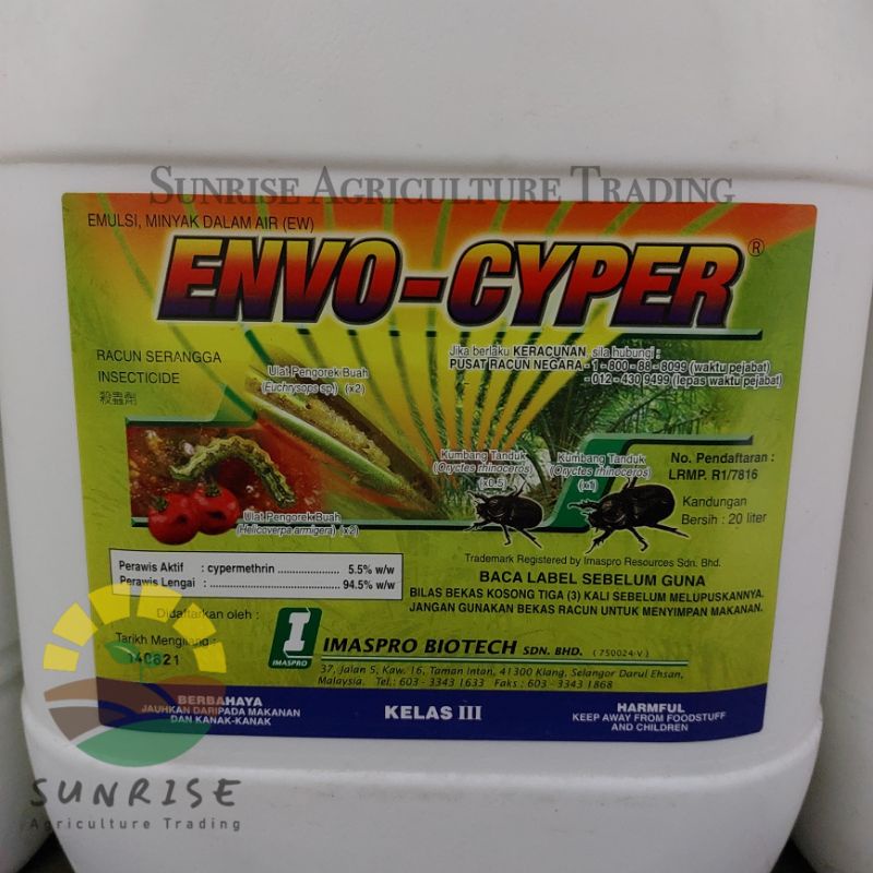 20L Envo-cyper /R.Serangga/cypermethrin5.5%/Imaspro/ Ulat Pengorek Buah ...