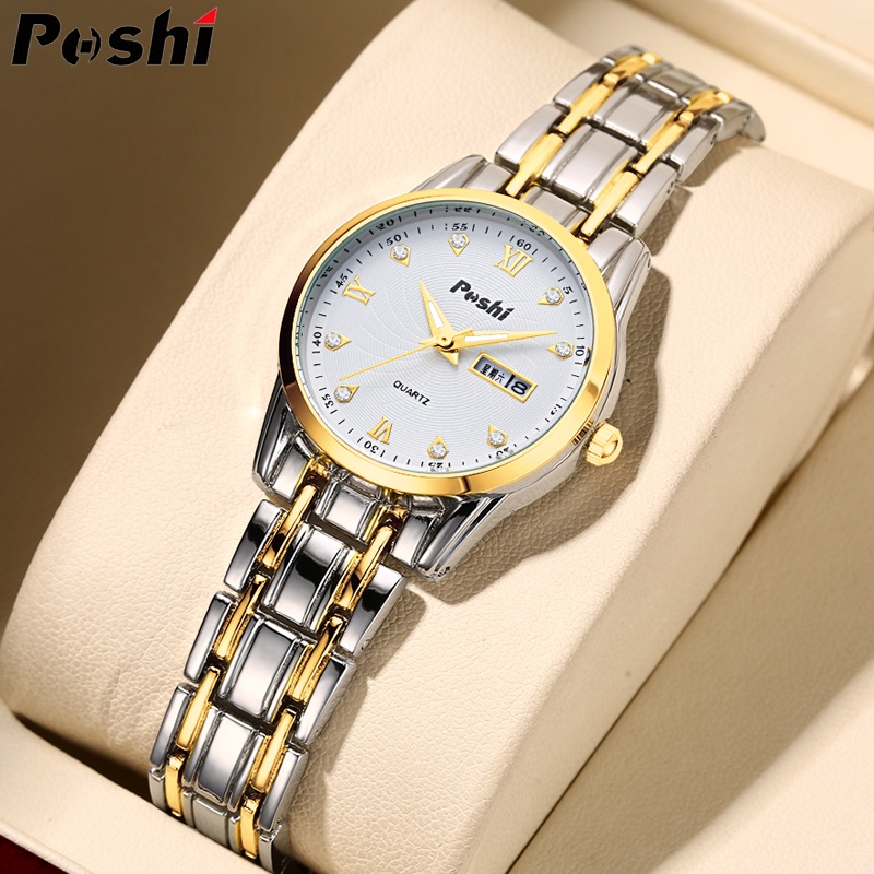 100% Original POSHI Women's Waterproof Luxury Fashion Luminous Steel ...